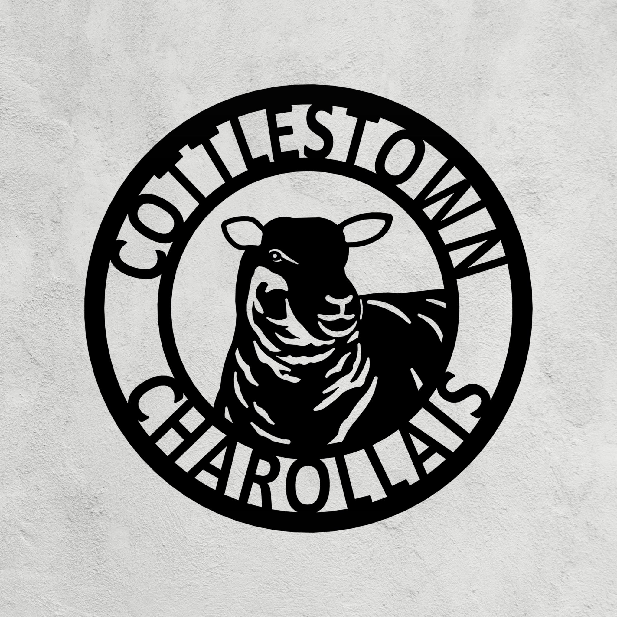 𝐂𝐡𝐚𝐫𝐨𝐥𝐥𝐚𝐢𝐬 𝐒𝐡𝐞𝐞𝐩 Metal Farm Sign | Metal Wall Art – Monea Metal Design