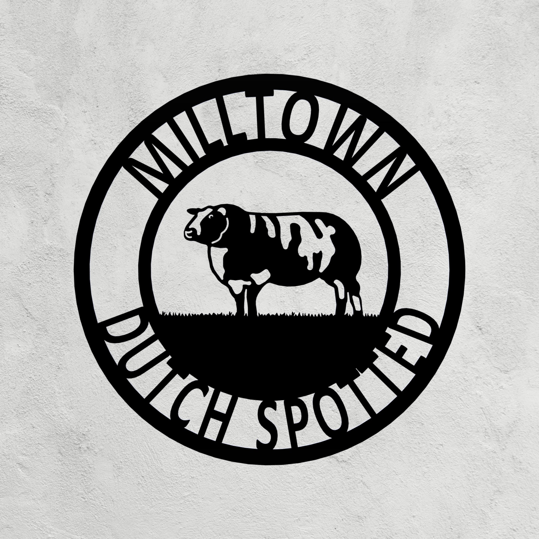 𝐃𝐮𝐭𝐜𝐡 𝐒𝐩𝐨𝐭𝐭𝐞𝐝 𝐒𝐡𝐞𝐞𝐩 Metal Farm Sign | Metal Wall Art – Monea Metal Design