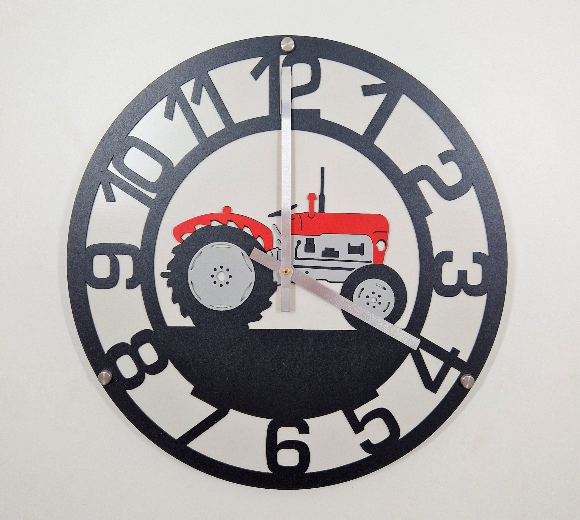 Red Vintage Tractor Metal Wall Clock | Metal Wall Clocks – Monea Metal ...